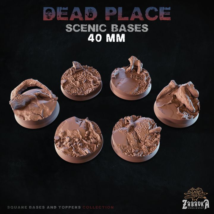 3D Printable Dead Place - Scenic Bases (Small Set) by Zabavka Workshop